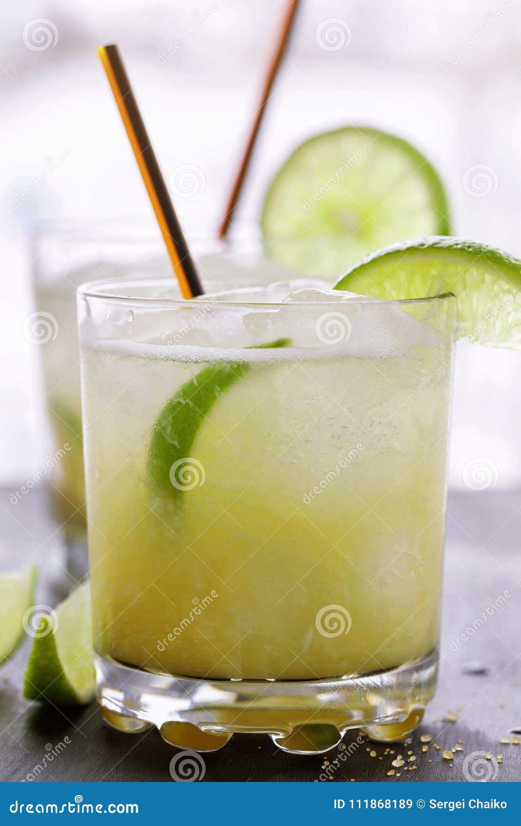 Classic Brazilian Cocktail Of Caipirinha Stock Image Image Of Lemon