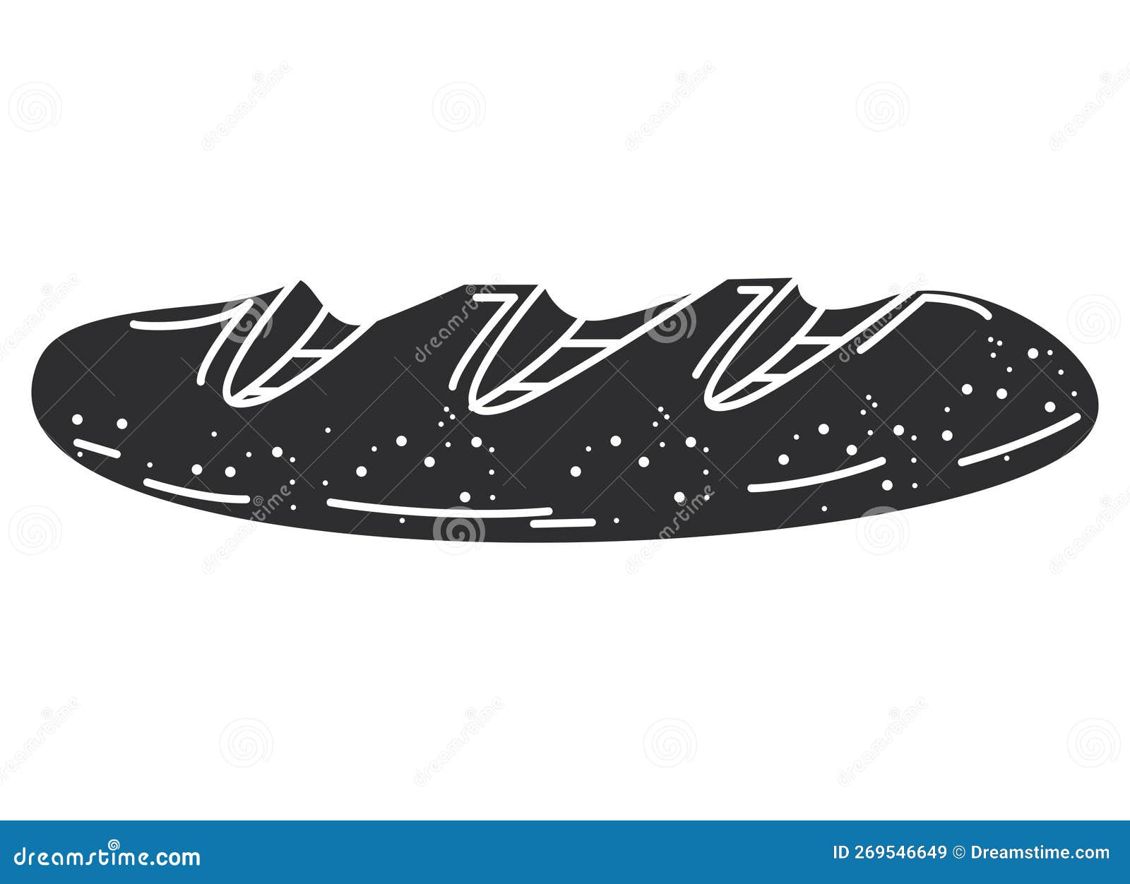 Bread Silhouette. Black Bakery Bread Icons, Baked Loaf Baguette Roll ...