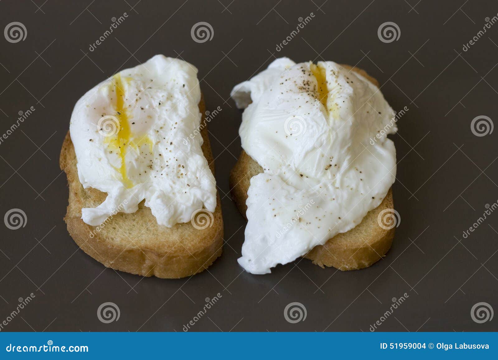 Classic Breakfast - Poached Eggs on Toast on a Brown Plate Stock Photo ...