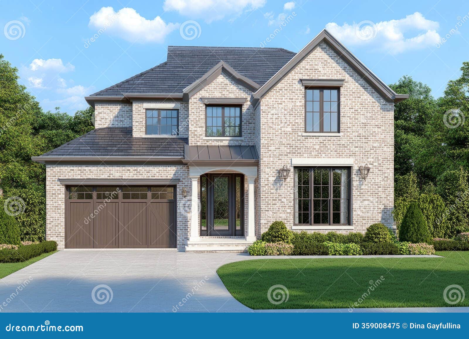 Classic Red Brick Building With Greek White Column Entrance Stock ...