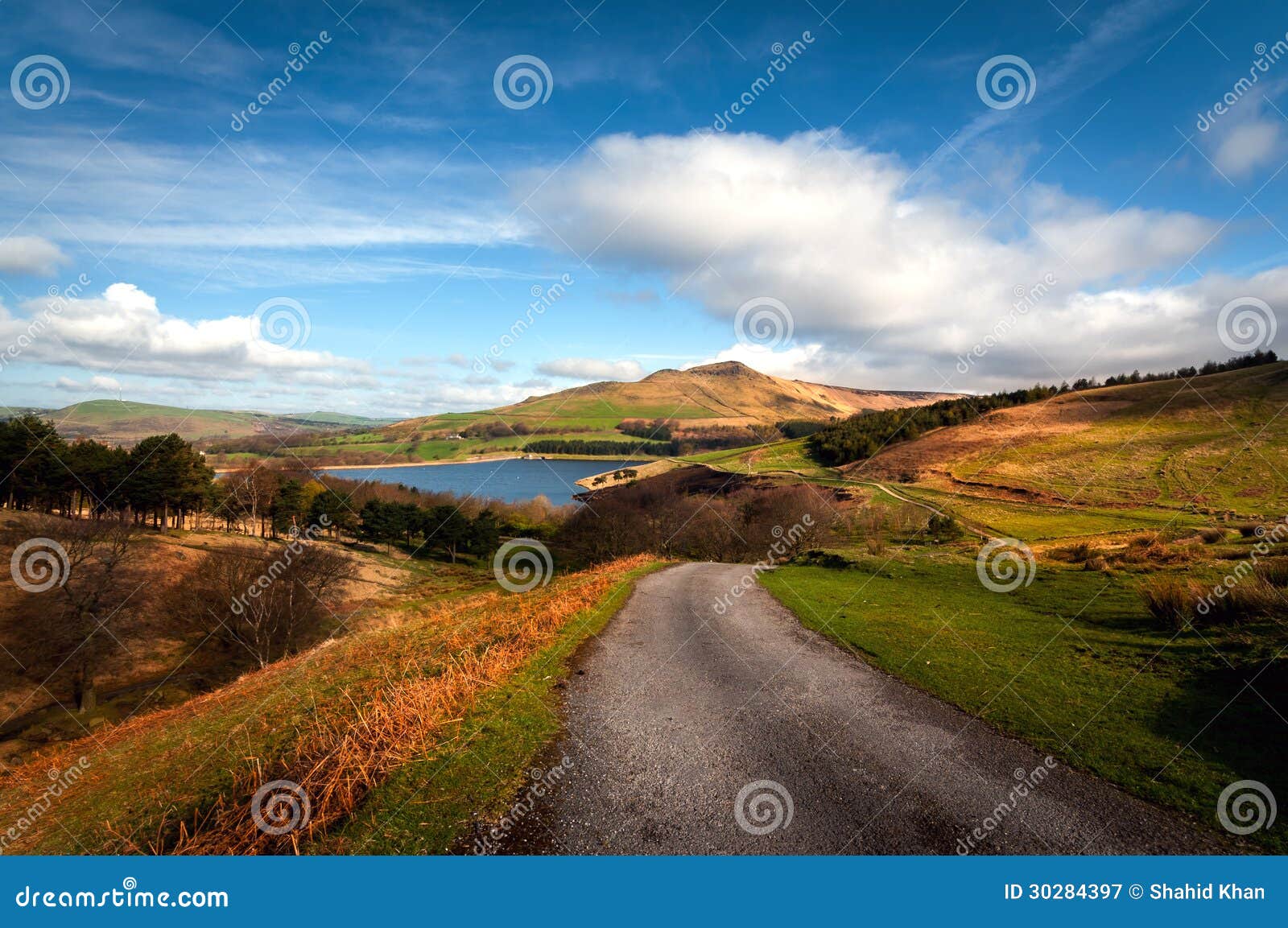 Classic British Countryside Landscape Sky Lake and Stock Image - Image ...