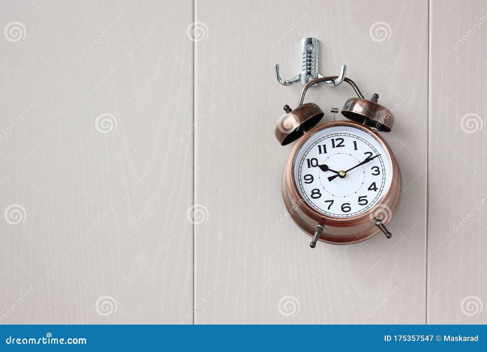 Classic Bronze Alarm Clock with Dial and Hands Stock Image - Image of ...