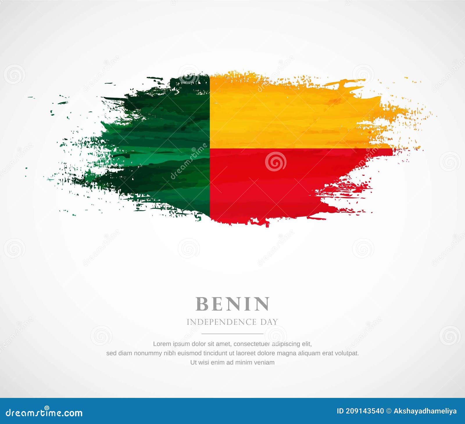 Classic Brush Stroke Flag for Independence Day of Benin Stock Vector ...