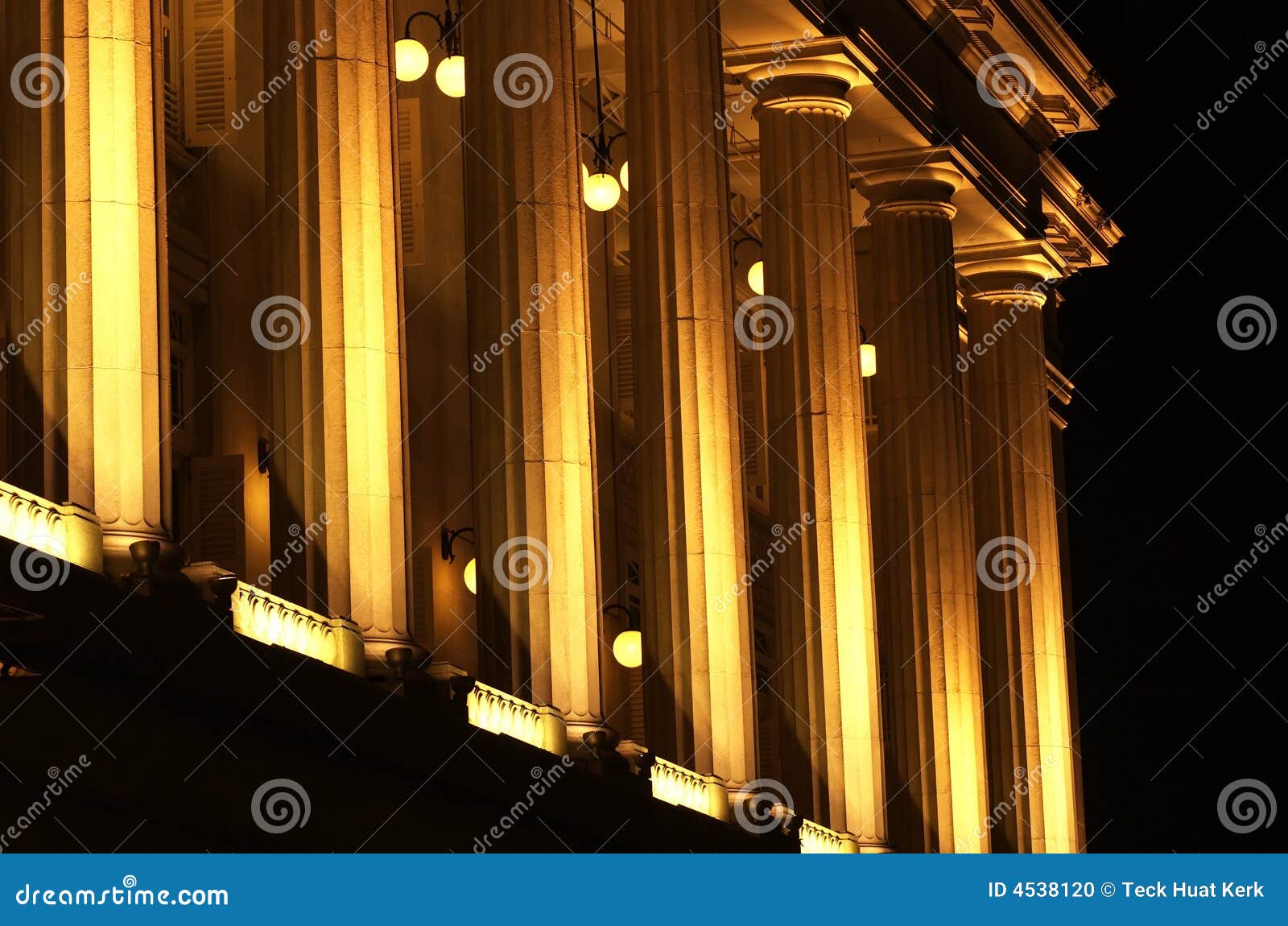 A Classic Building Lighted Up at Night Stock Photo - Image of roman ...