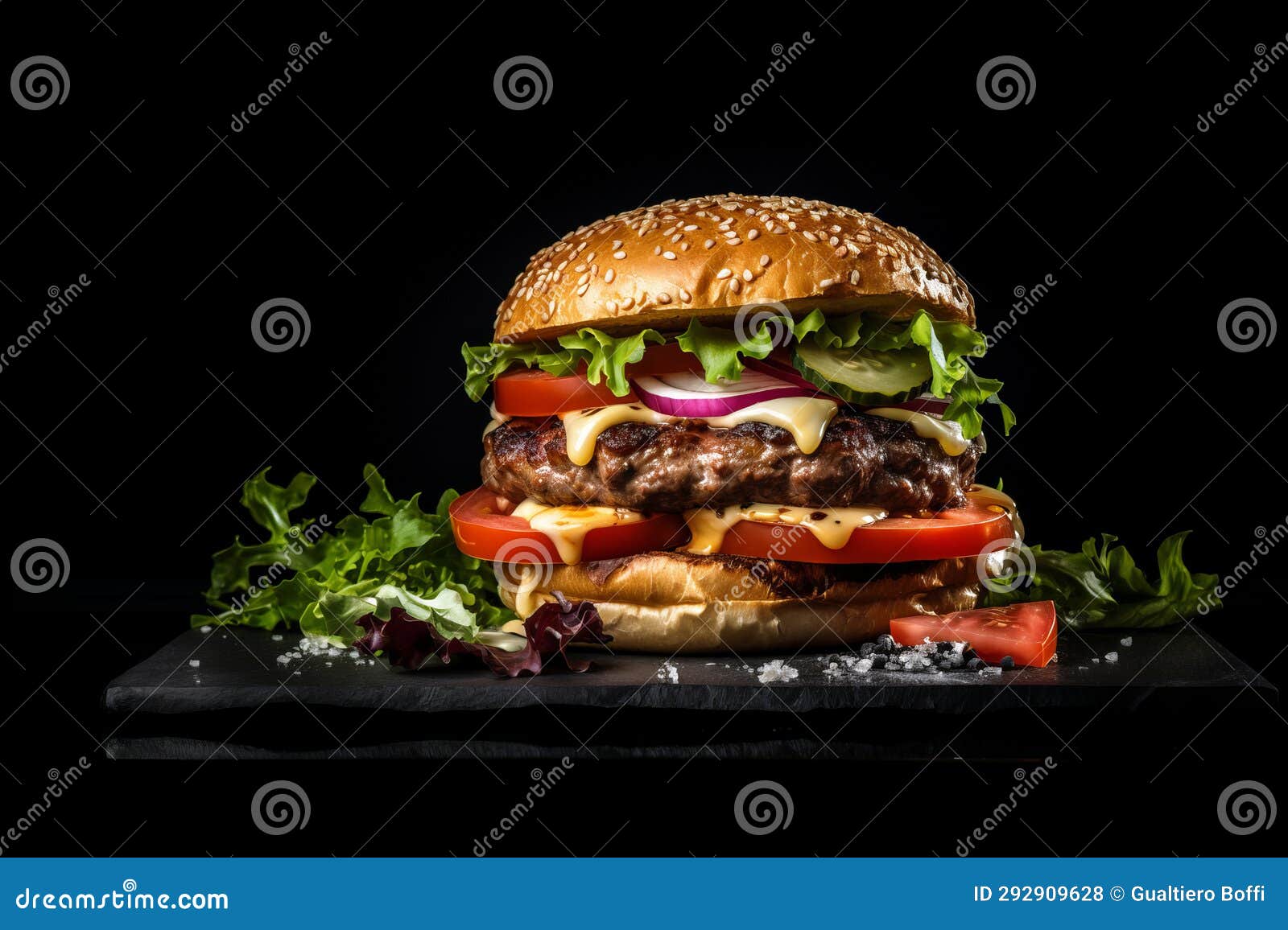 Classic Burger Mockup Isolated On White Background. Side View. Royalty ...