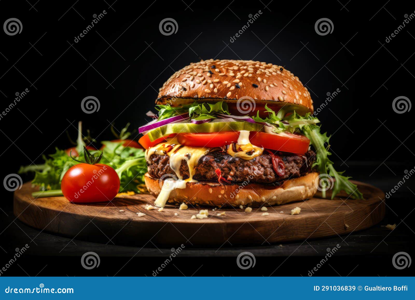 Classic Burger Mockup Isolated On White Background. Side View. Royalty ...
