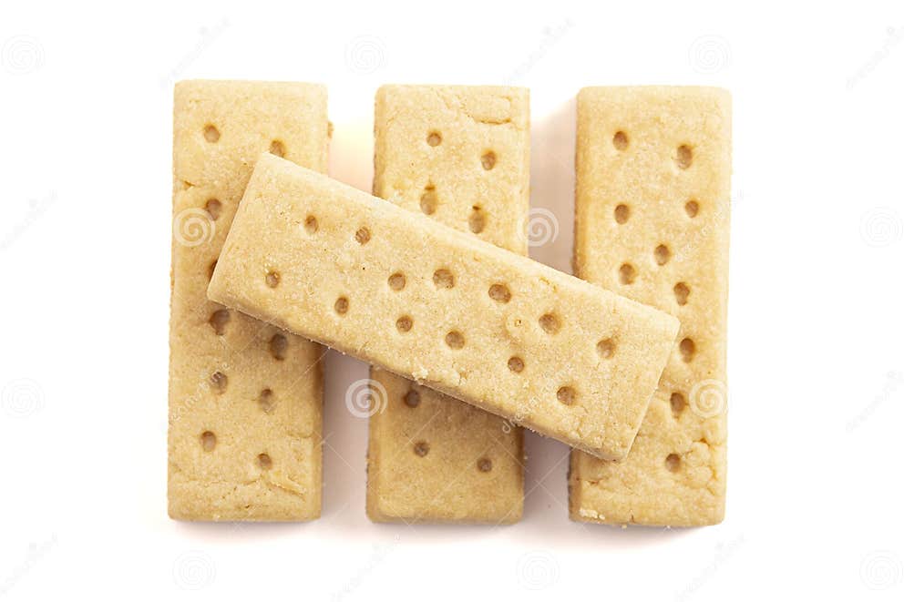 Classic Sweet Rectangular Butter Shortbread Isolated on a White ...