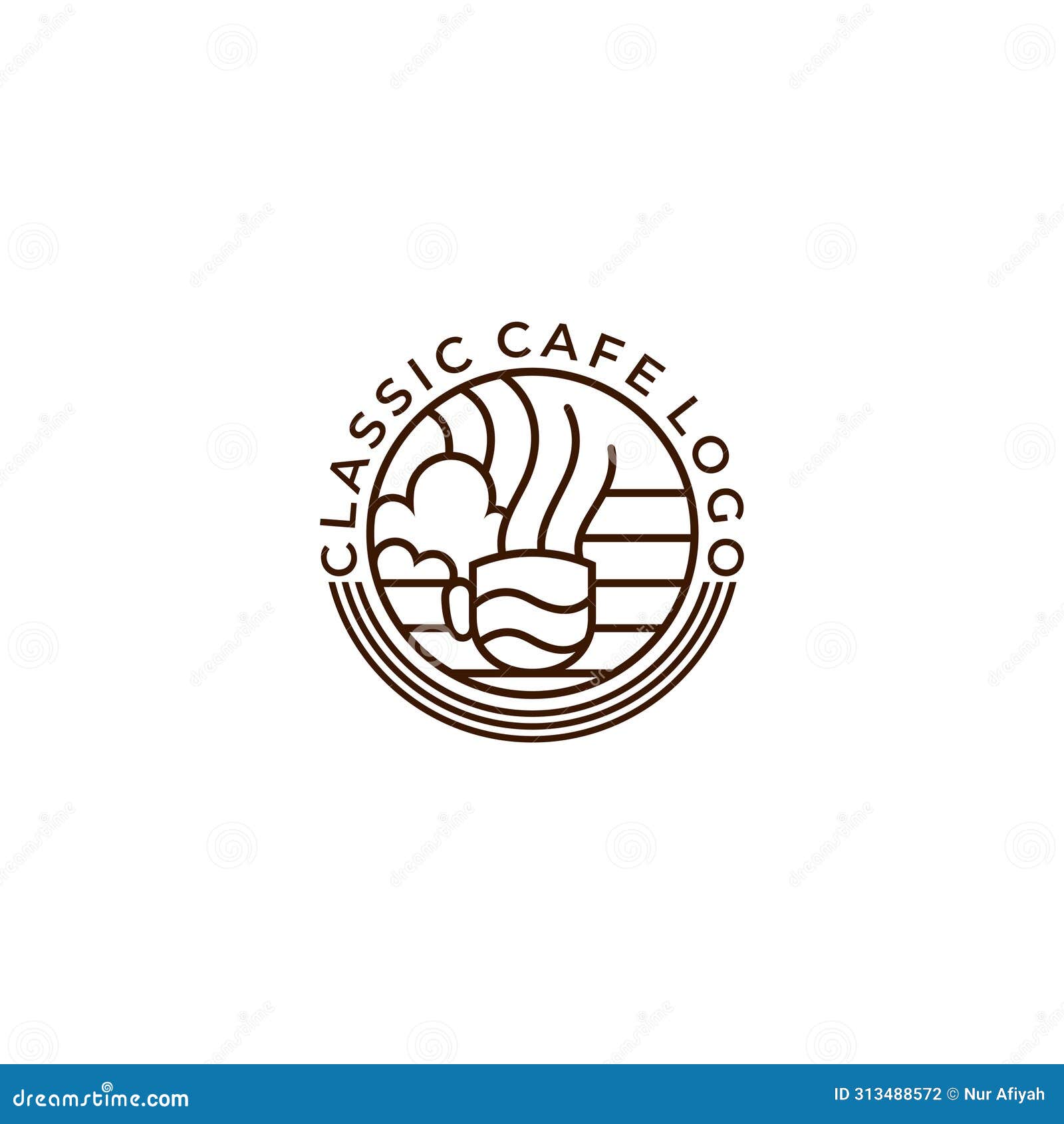 Classic Cafe Logo with Simple Design Vintage, Line Style Stock Vector ...