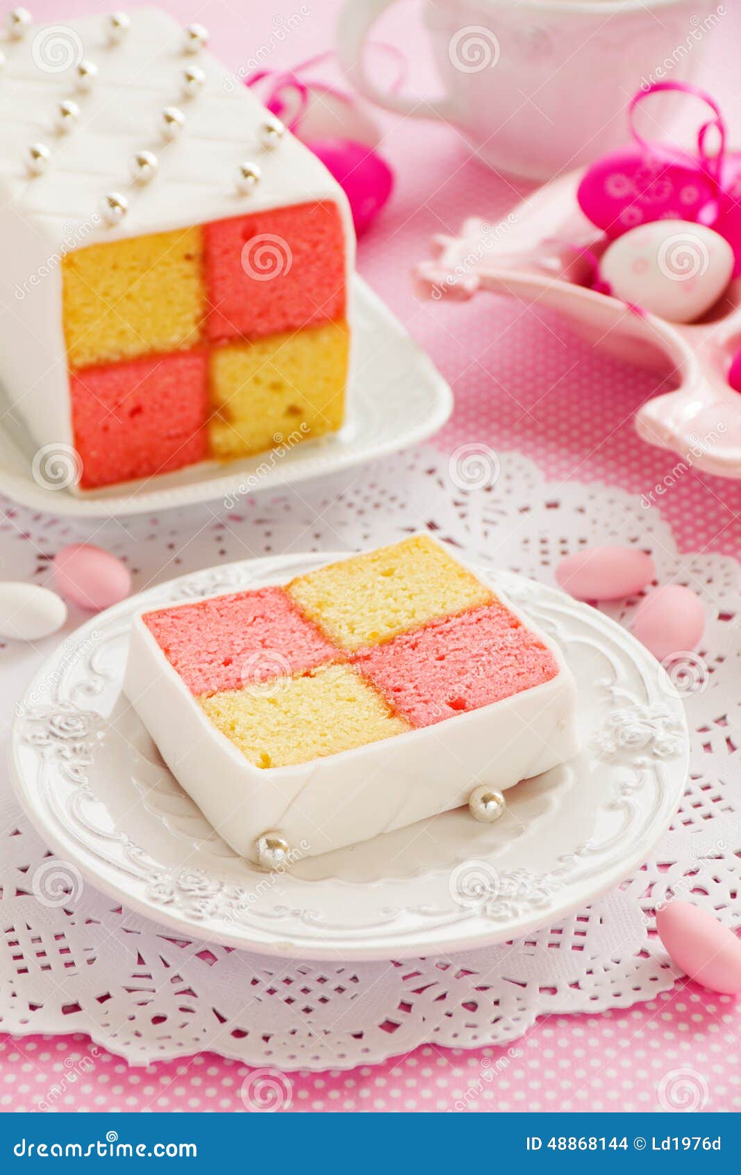 Classic Cake Biscuit Battenberg Stock Photo - Image of british, yellow ...