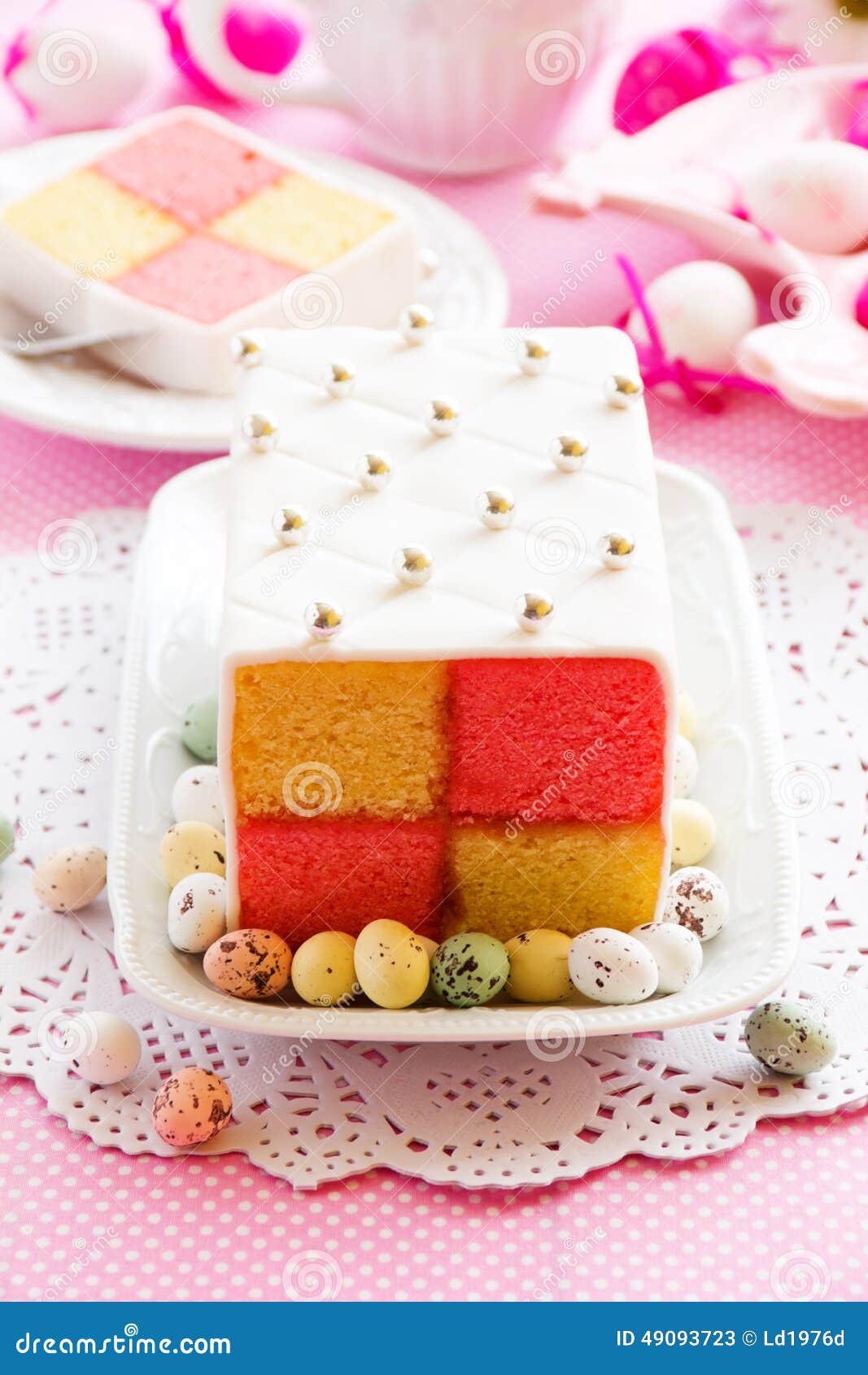Classic Cake Biscuit Battenberg Stock Image - Image of check, dessert ...
