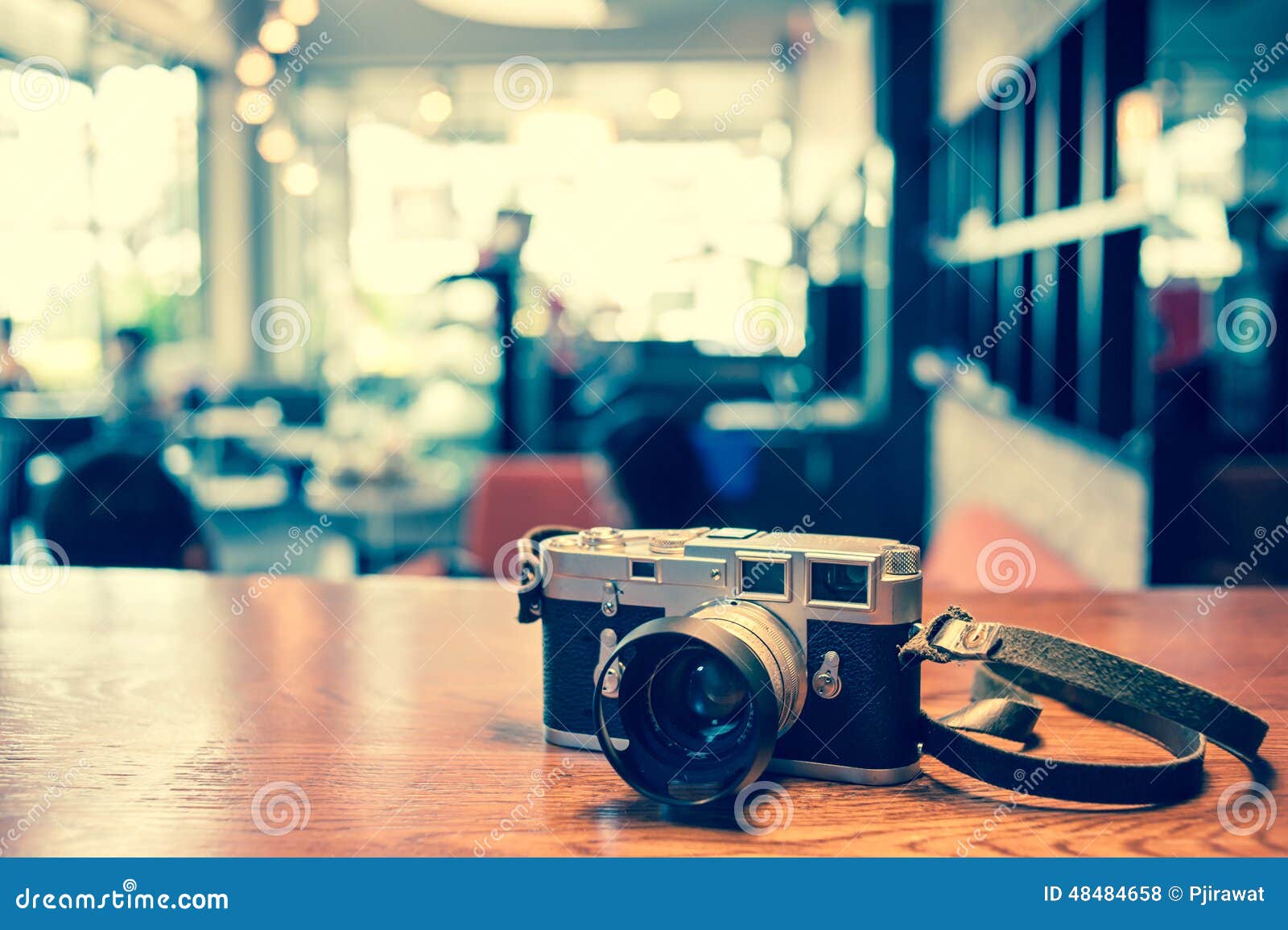 Classic Camera in Coffee Shop Stock Photo - Image of black, brown: 48484658
