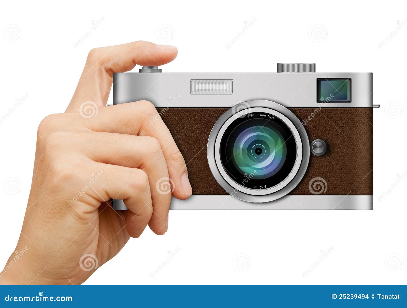 Classic Camera in Hand on White Stock Photo - Image of shutter, camera ...