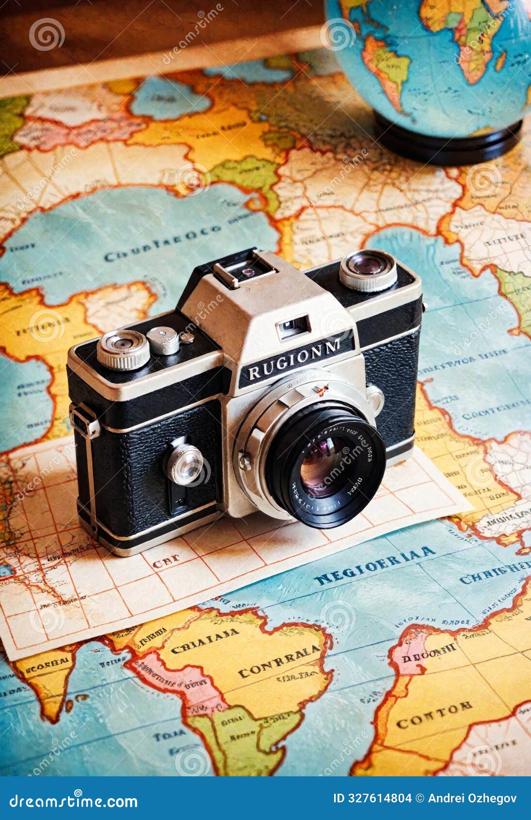 Classic Camera Placed on a Detailed Map Stock Photo - Image of camera ...