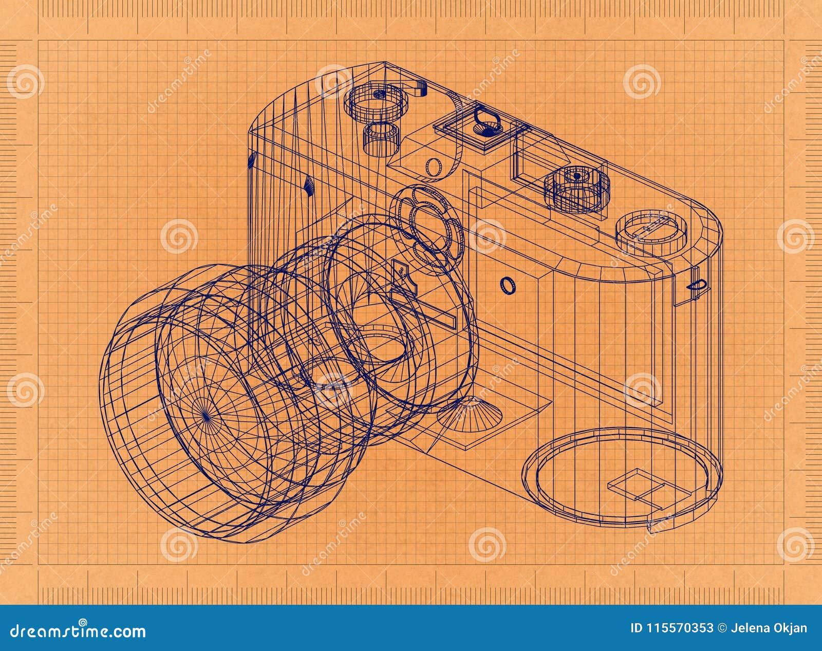 Classic Camera - Retro Blueprint Stock Illustration - Illustration of ...