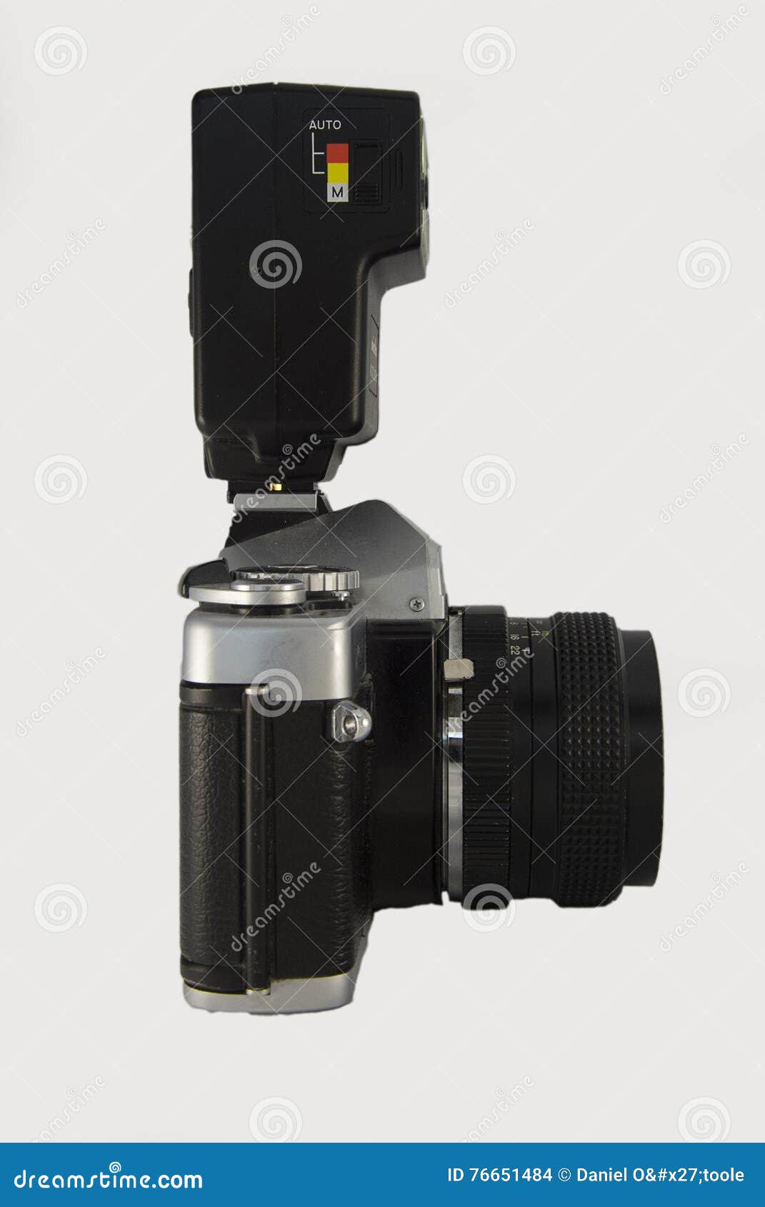 Classic Camera Side View with Flash Stock Photo - Image of antique ...