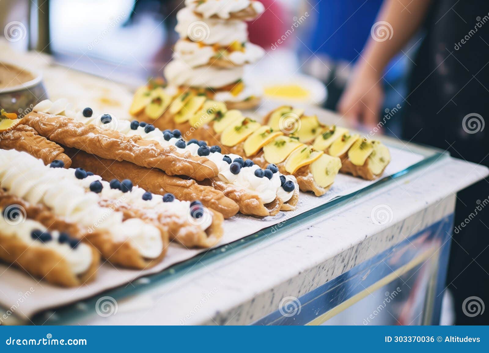 Classic Cannoli Display at a Bakery Counter Stock Illustration ...
