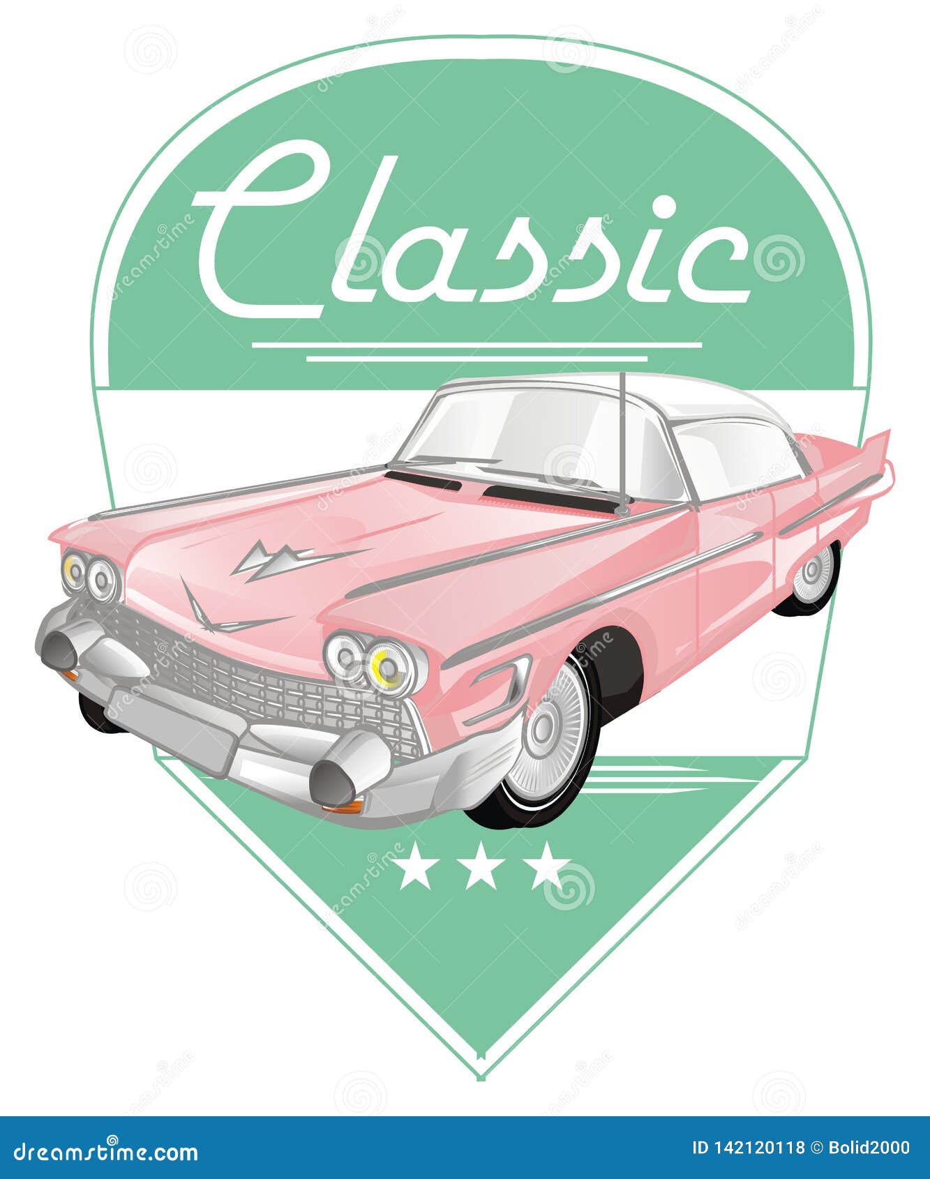 Classic car on banner stock illustration. Illustration of retro - 142120118
