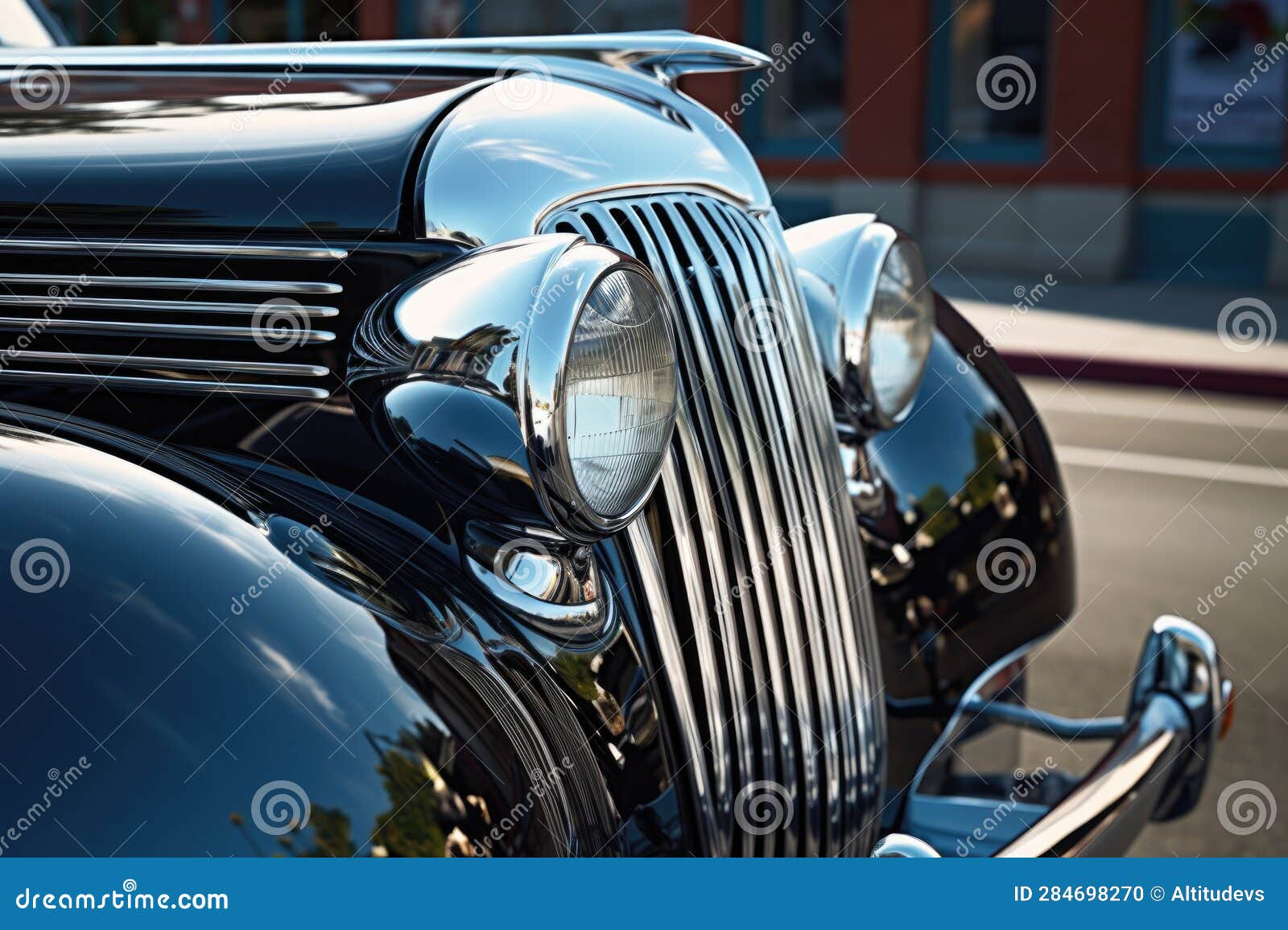 Classic Car Chrome Details and Shiny Exterior Stock Illustration ...