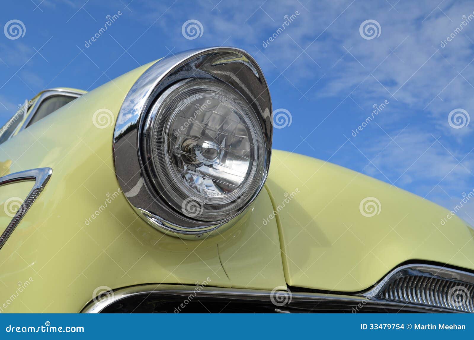 Classic Car Chrome Headlamp Stock Photo - Image of restore ...