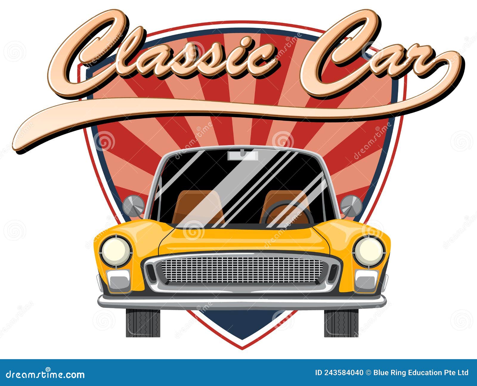 The Classic Car Concept with Old Car Front View Stock Vector ...
