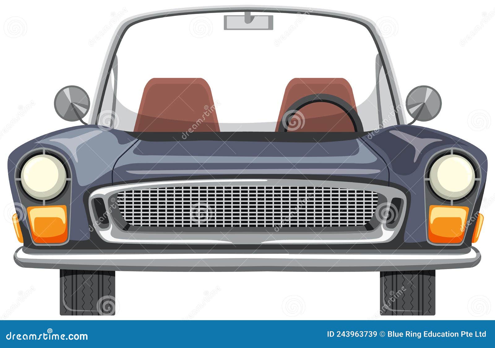 The Classic Car Concept with Old Car Front View Stock Vector ...