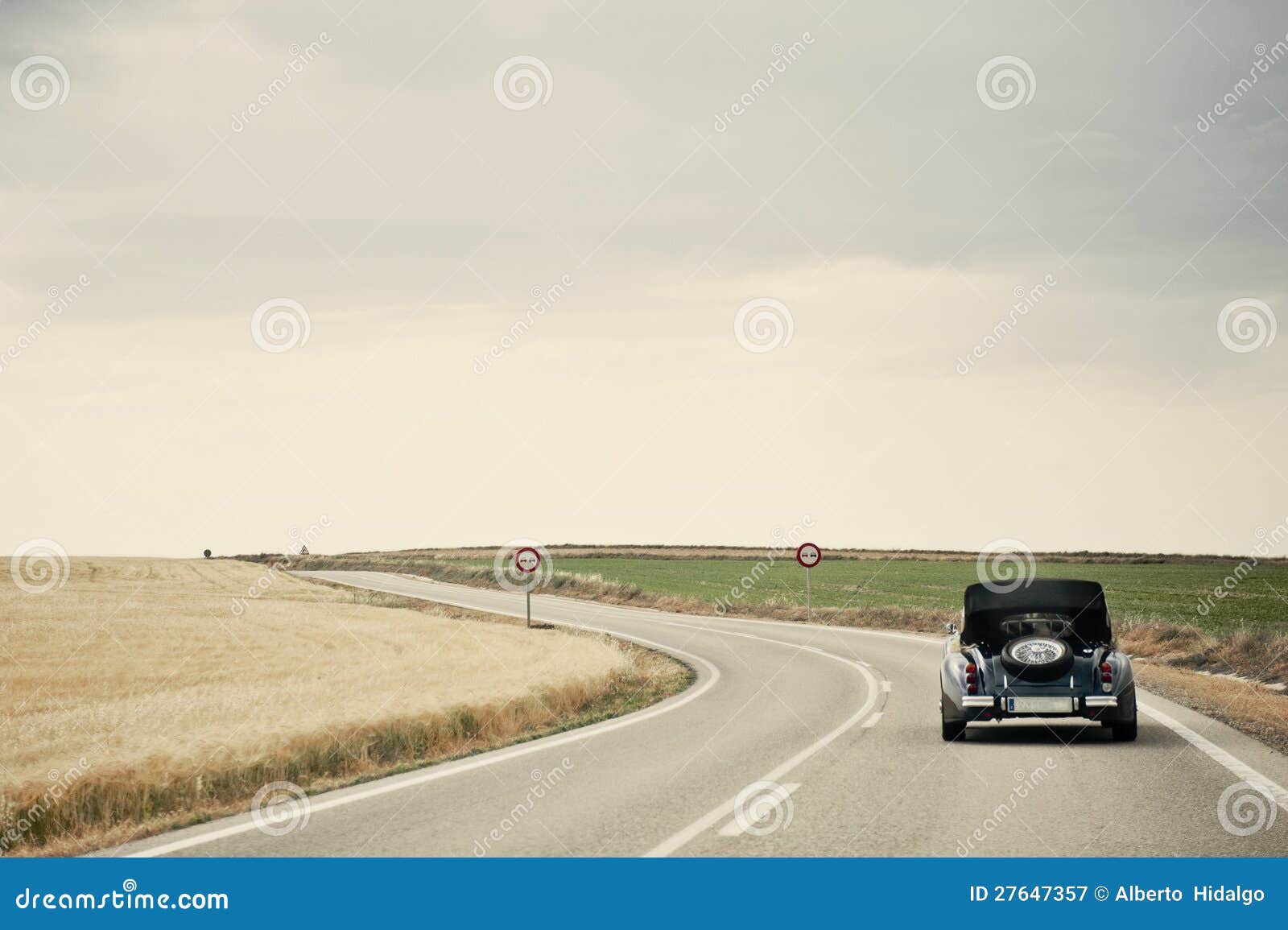 Classic Car in a Country Road Stock Image - Image of transportation ...