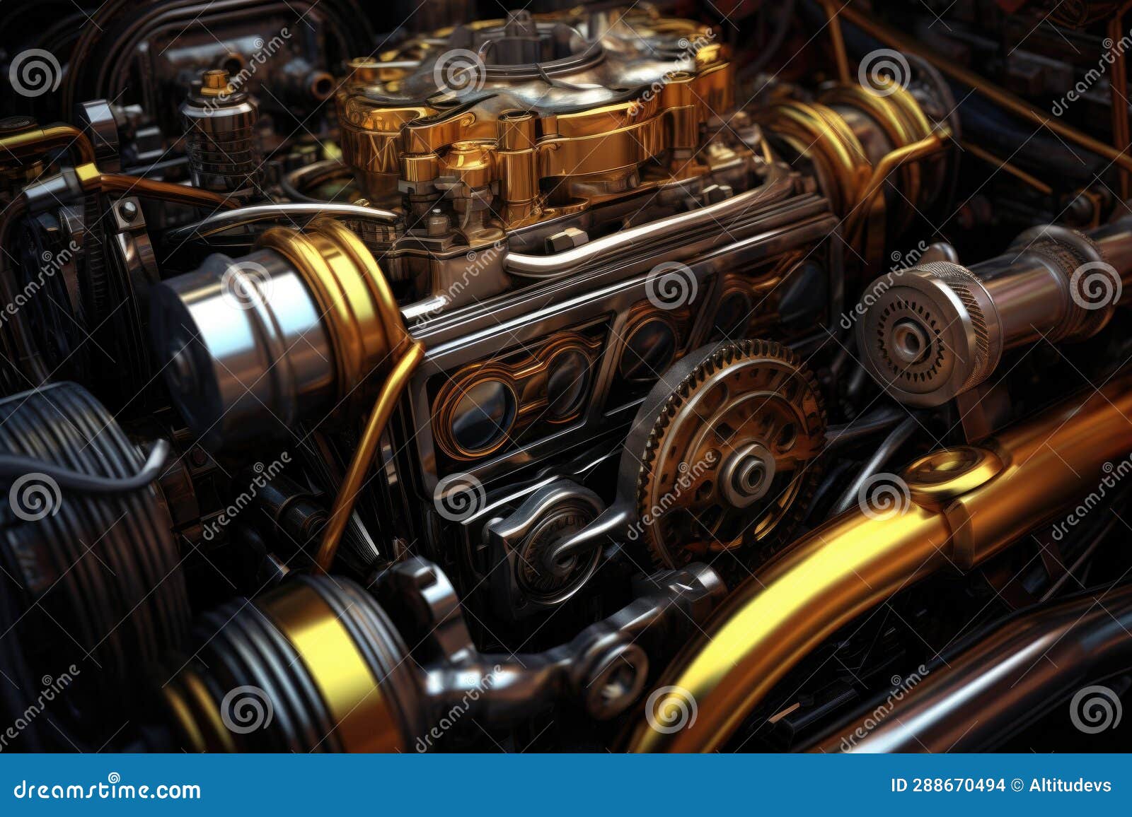 Classic Car Engine, Focus on Mechanical Details Stock Photo - Image of ...