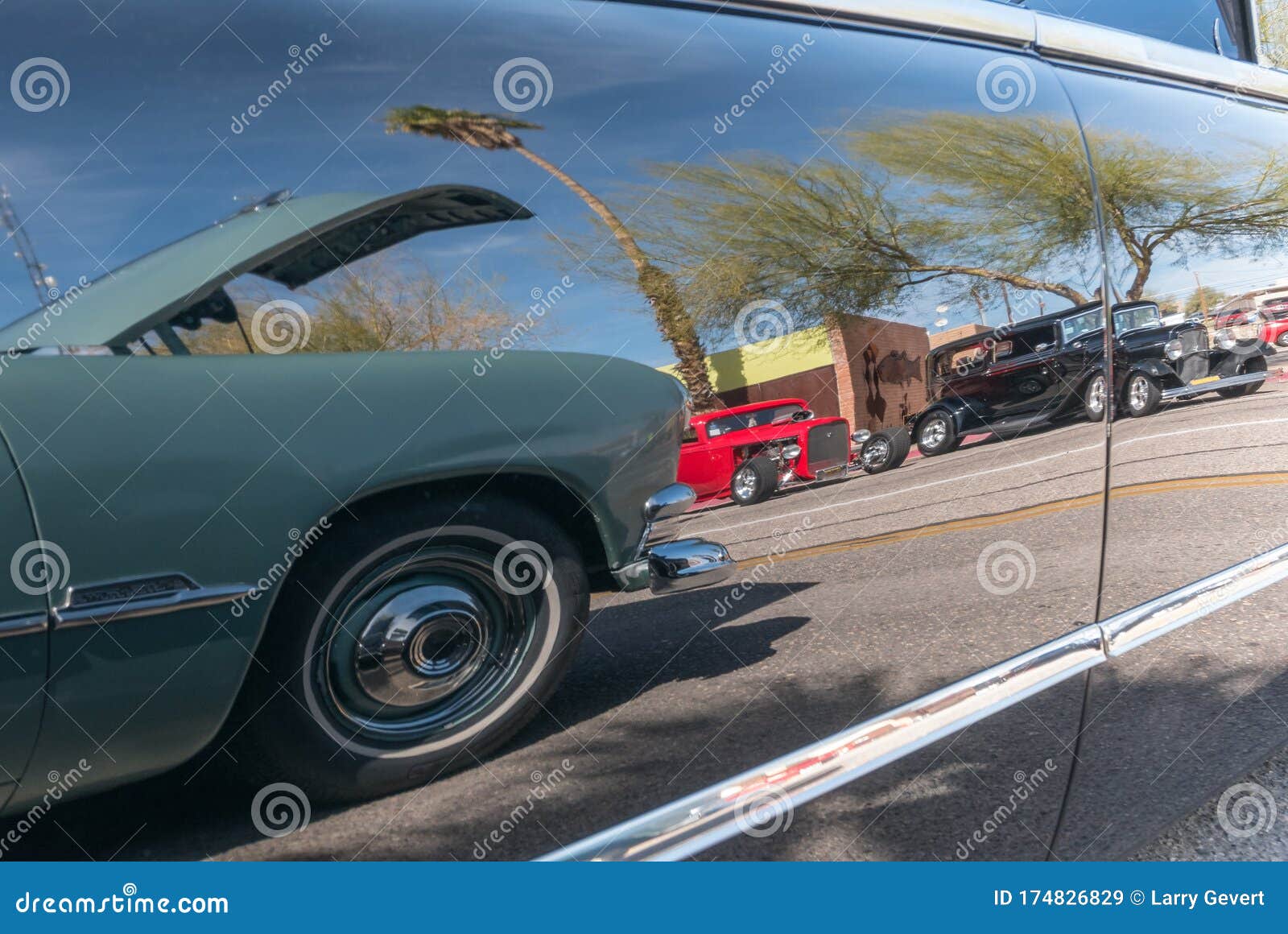 Classic Car Show and Shine Reflection Stock Image - Image of closeup ...