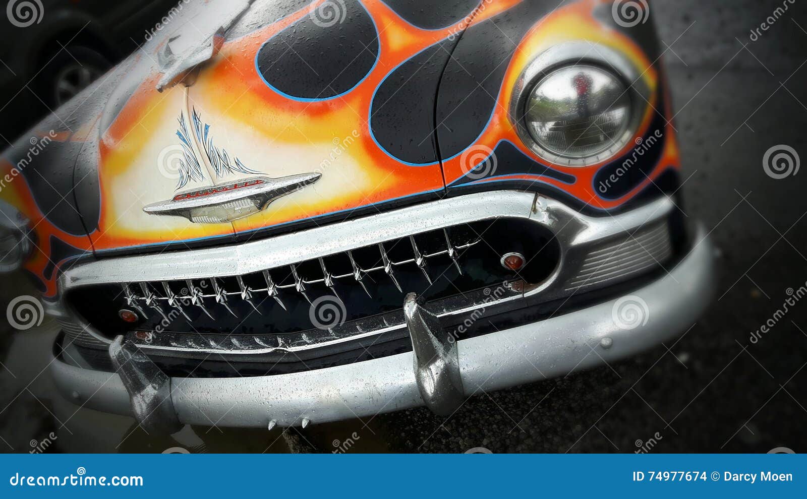 Classic car flames editorial stock image. Image of flames - 74977674