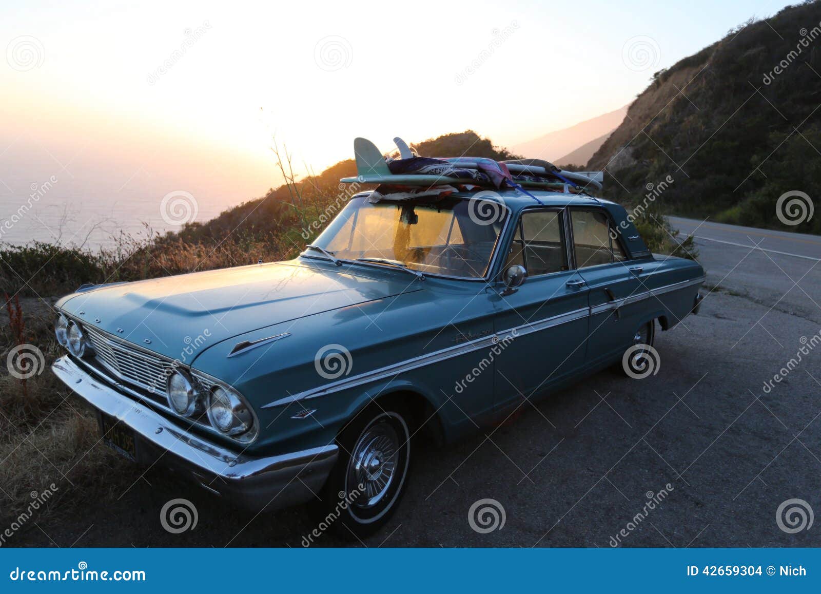 Classic car ford surfing editorial stock image. Image of strapped ...