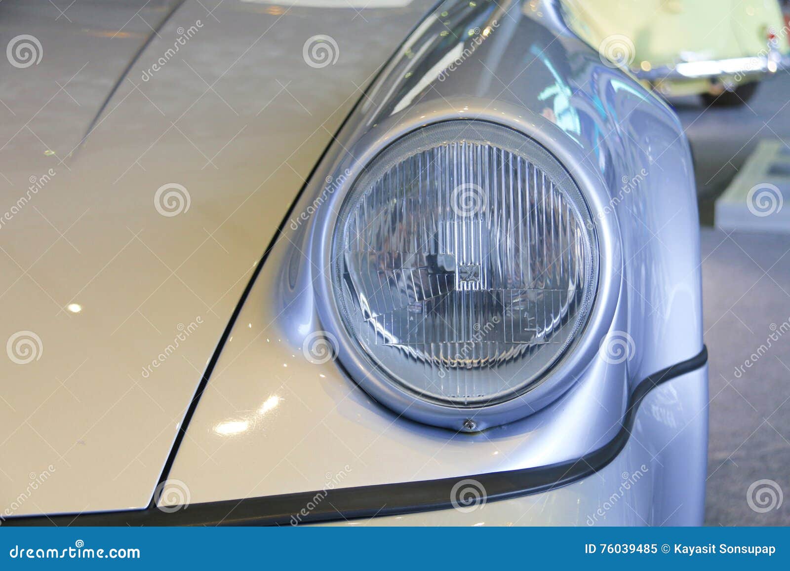 Classic car front light stock image. Image of design - 76039485