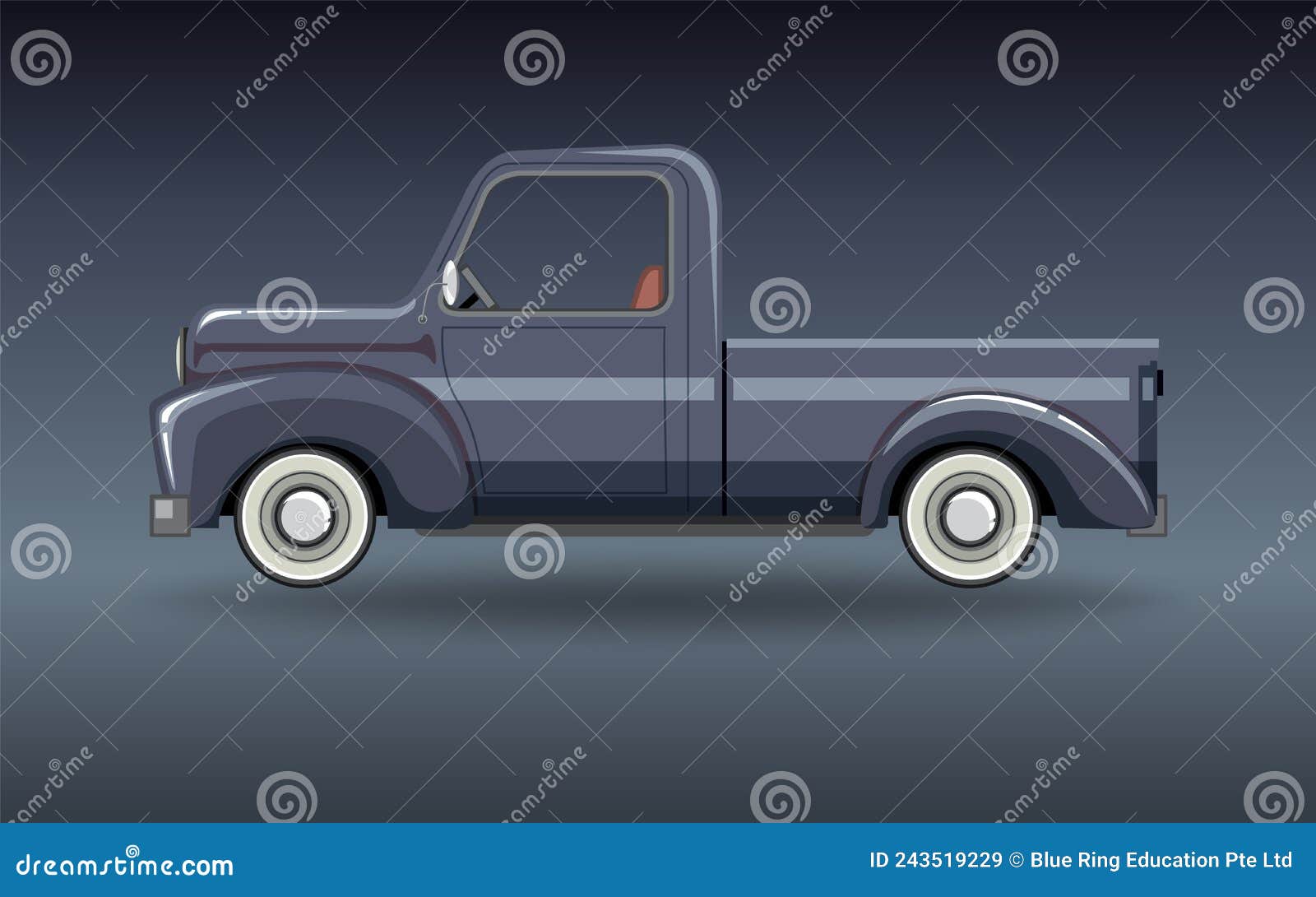 Classic Car on Gray Background Stock Vector - Illustration of comical ...