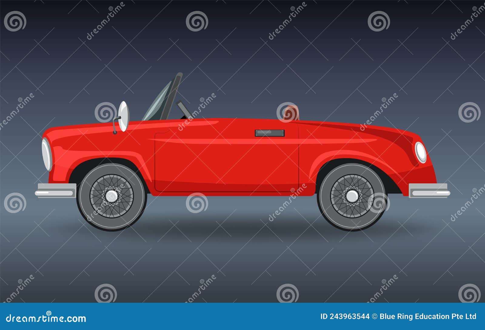 Classic Car on Gray Background Stock Vector - Illustration of signage ...