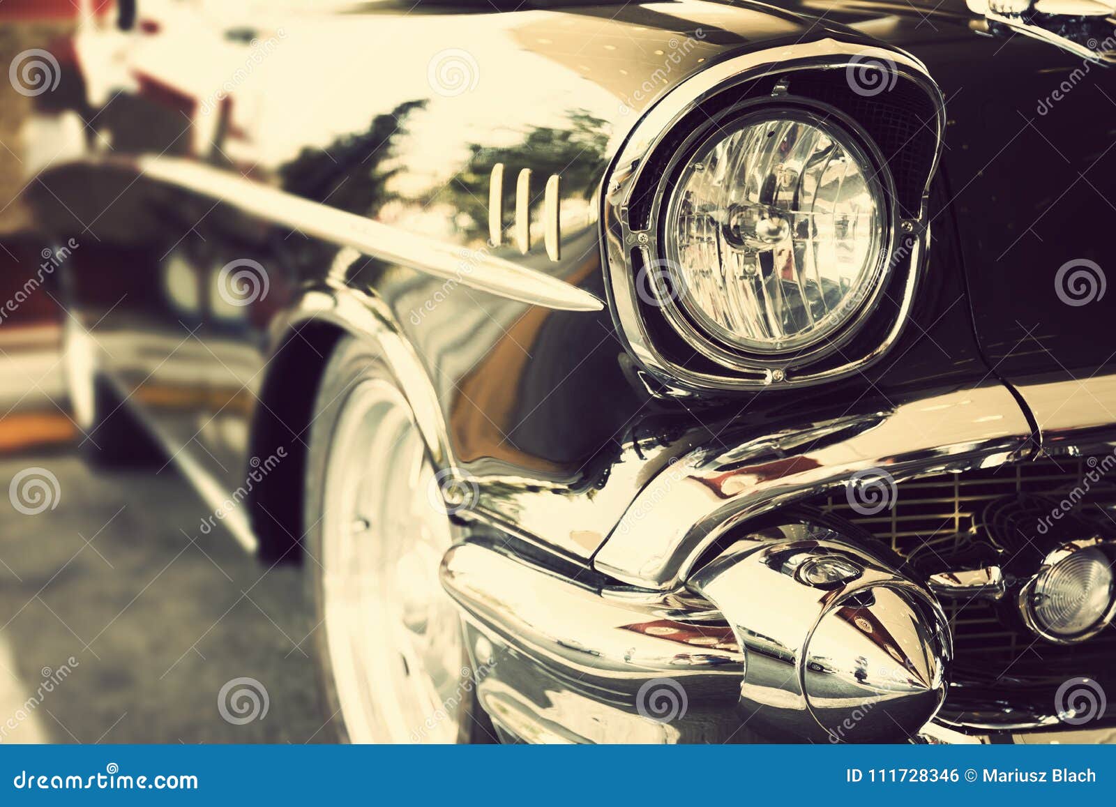 Classic Car Headlight Close-up Stock Photo - Image of retro, headlight ...