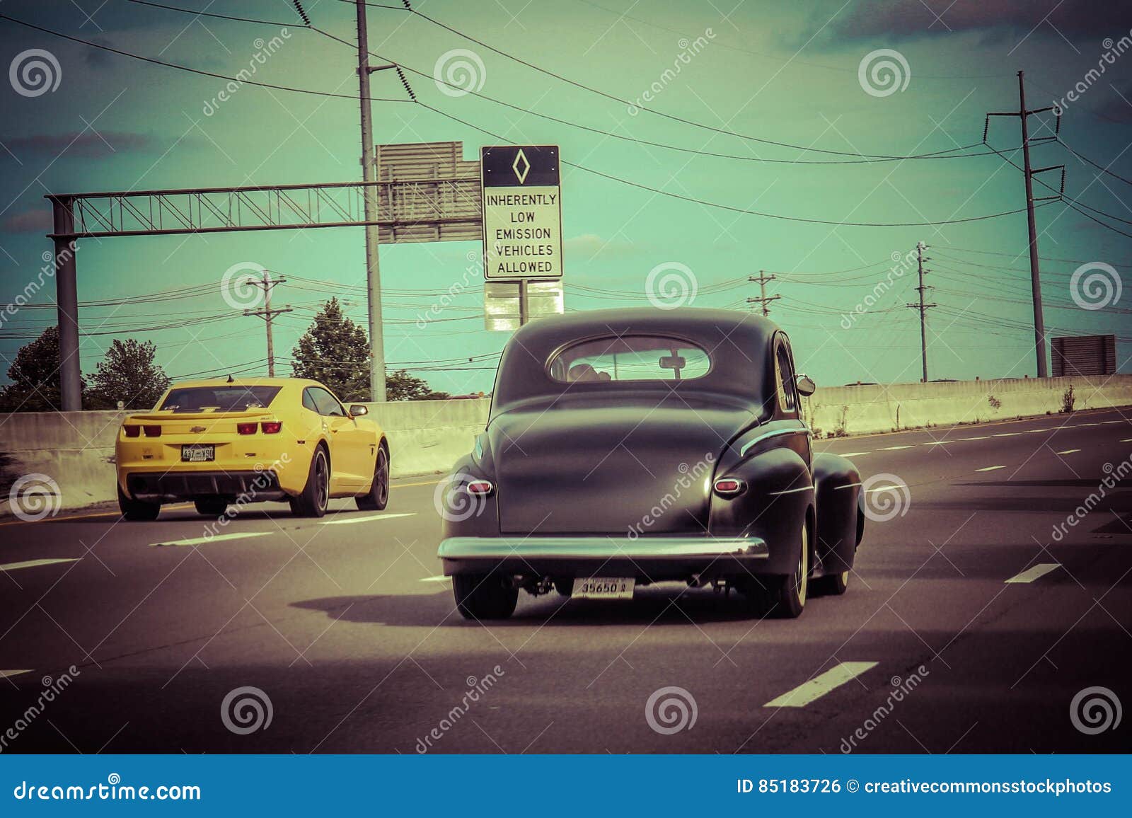 Classic Car On Highway Picture. Image: 85183726