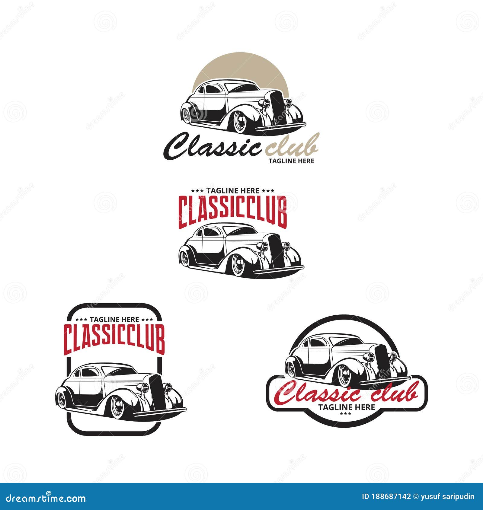 Classic car logo set stock vector. Illustration of vintage - 188687142