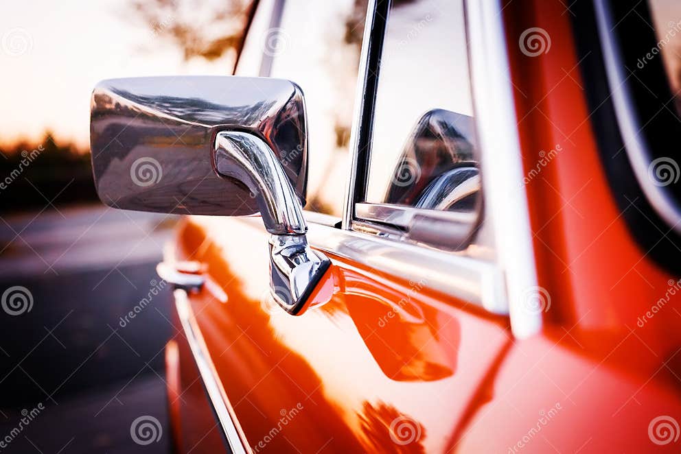 Classic car mirror stock photo. Image of land, retro - 60984738
