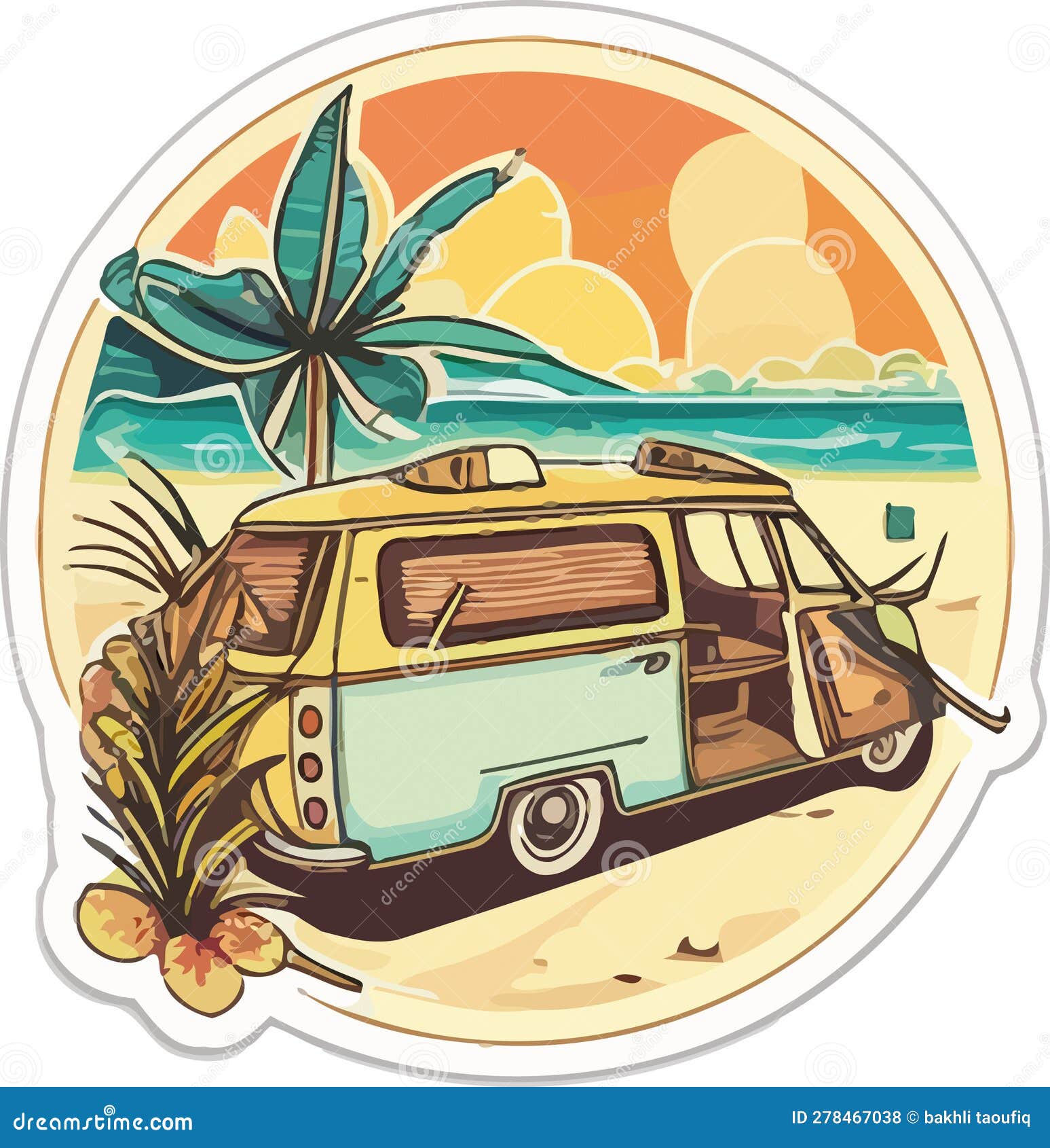 Classic Car Resting by the Ocean Stock Vector - Illustration of classic ...