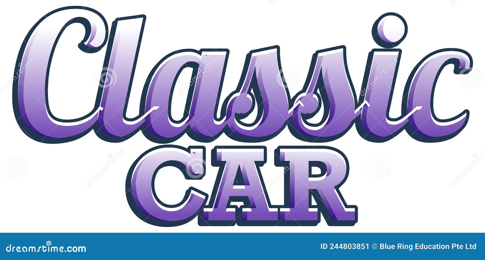 Classic Car Typography Design Stock Vector - Illustration of blank ...