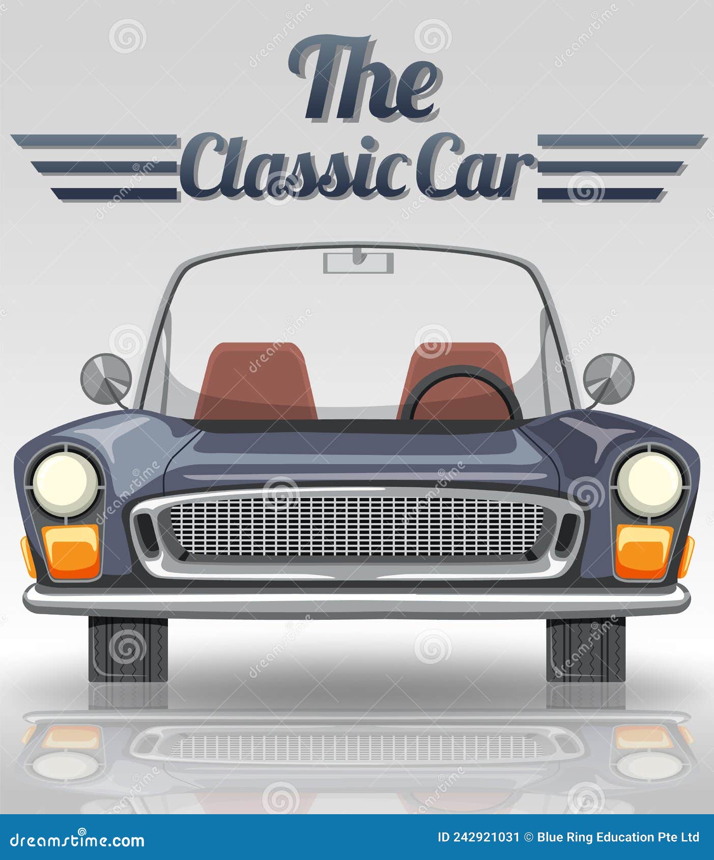 Classic Car Typography Design with Classic Car on White Background ...