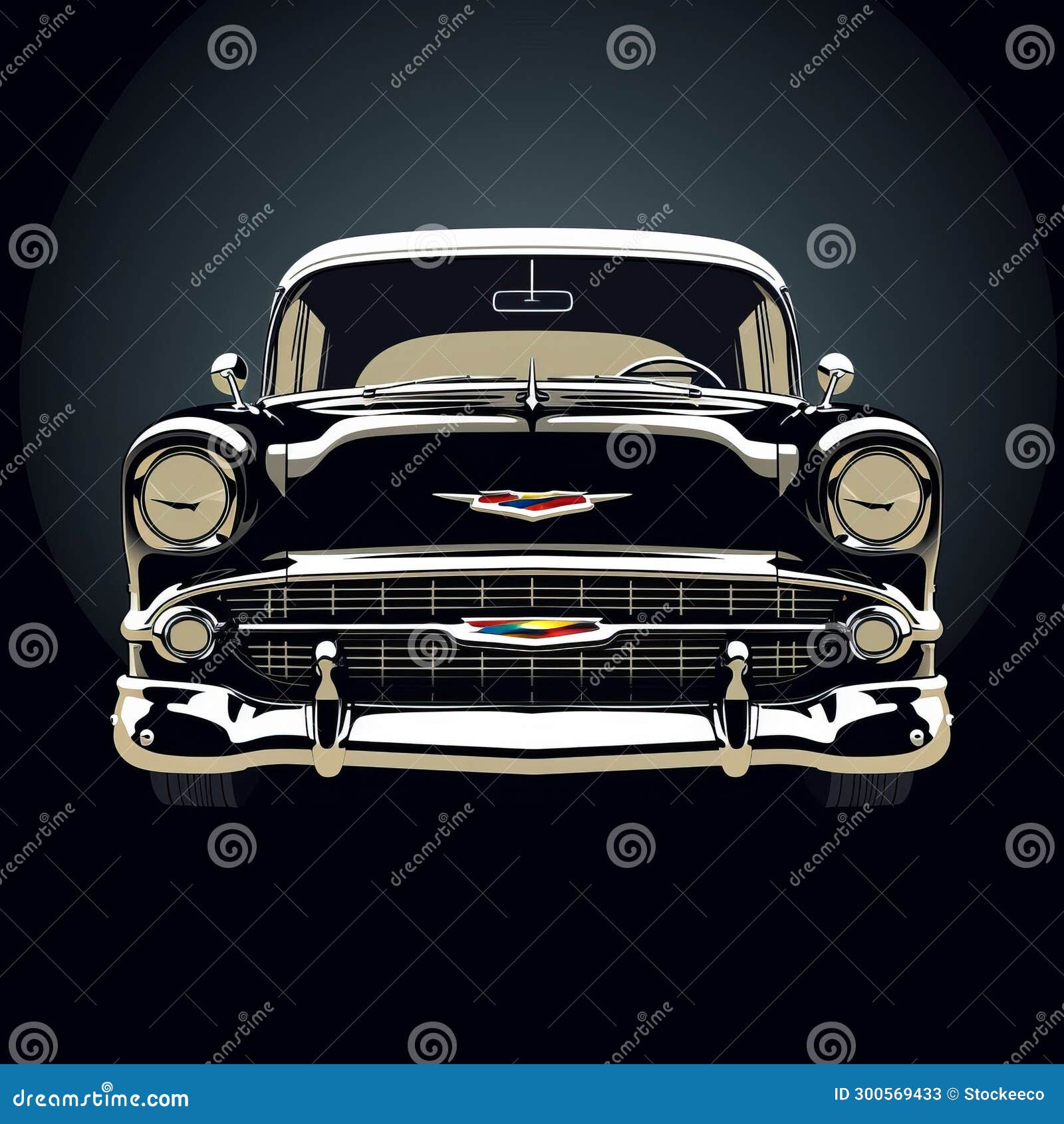 Classic Car Vector with Iconography and Luminous Shadowing Stock ...