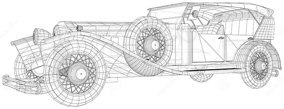 Classic Car Vector. Wire-frame Line Isolated Stock Vector ...