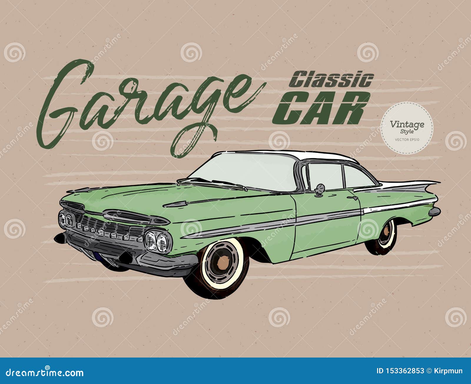 Classic Car, Vintage Style. Hand Draw Sketch Vector Stock Vector ...