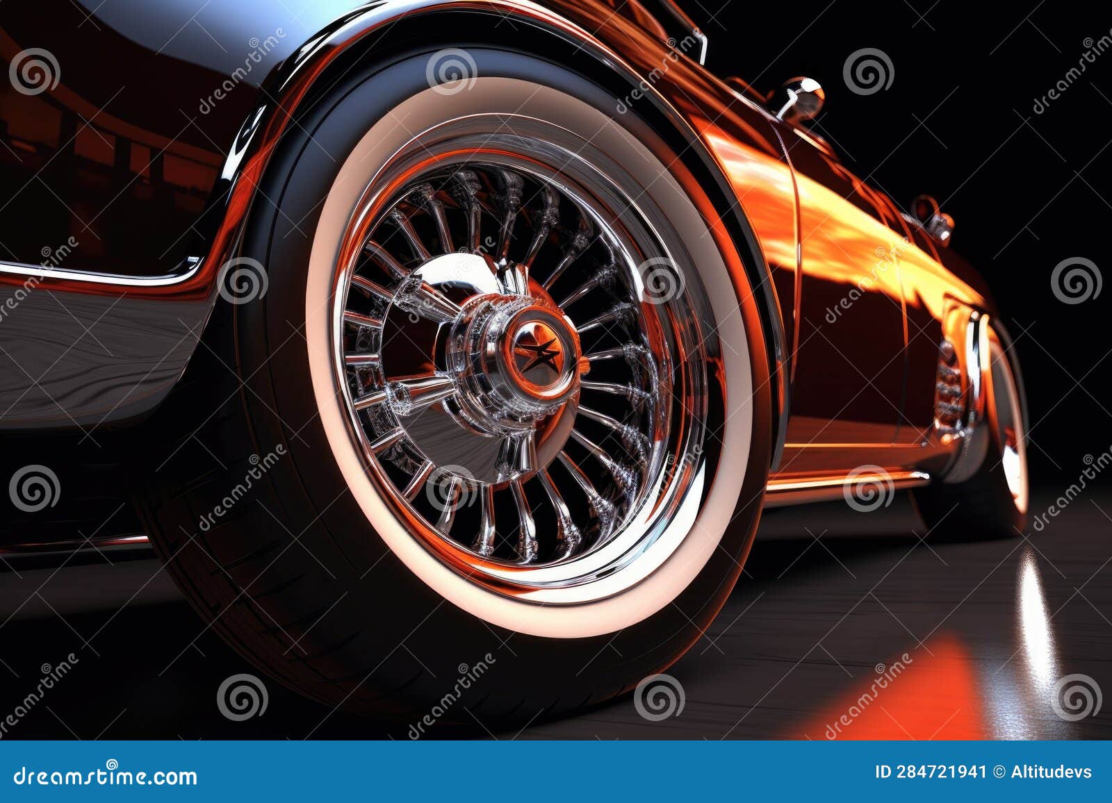 Classic Car Wheels and Shiny Chrome Rims Stock Illustration ...