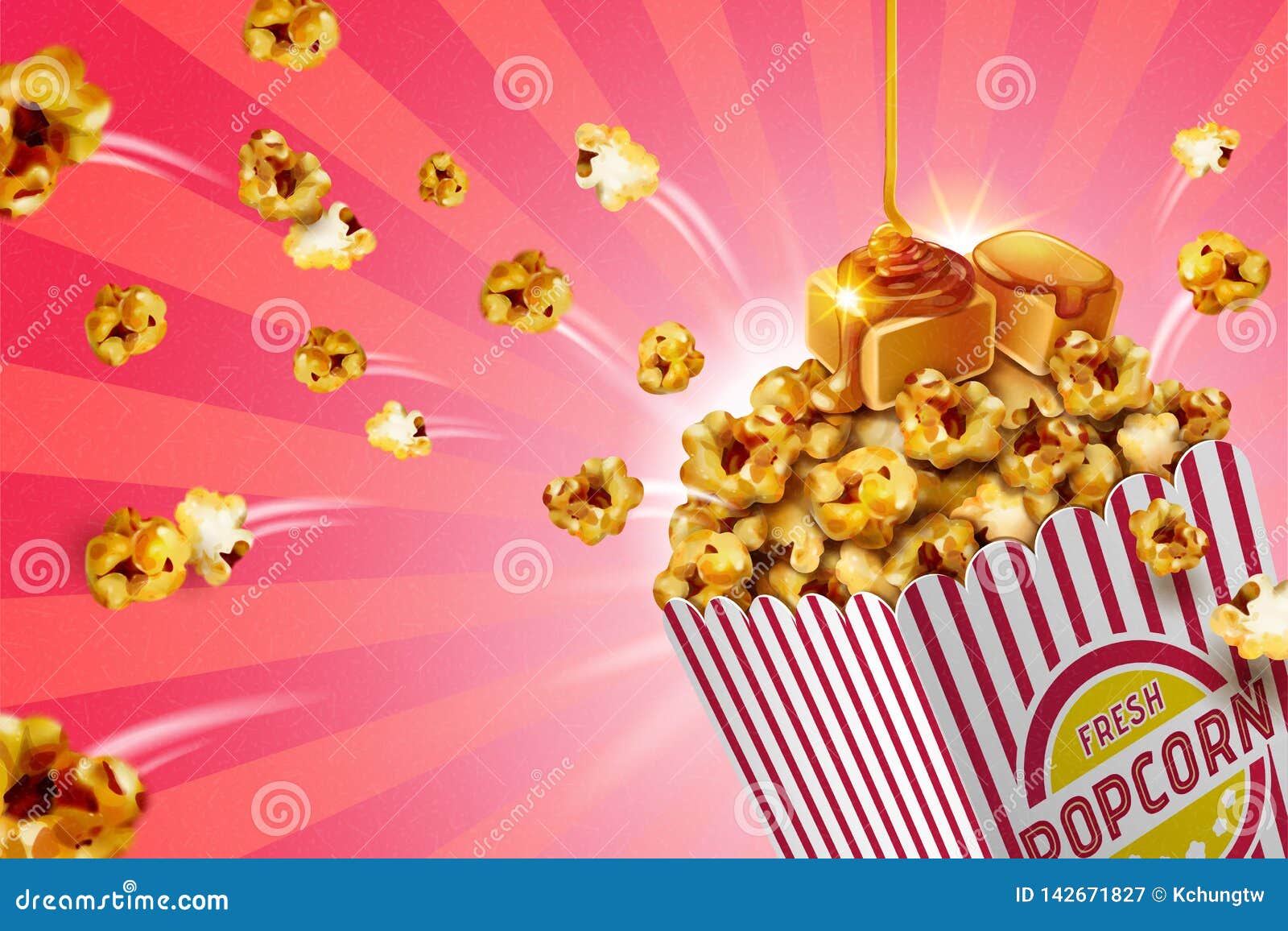Classic Caramel Popcorn Ads Stock Vector - Illustration of movie ...