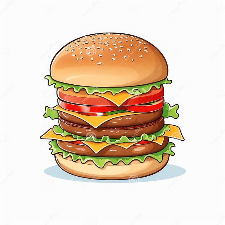 Classic Cartoon Cheeseburger Stock Illustration - Illustration of yummy ...