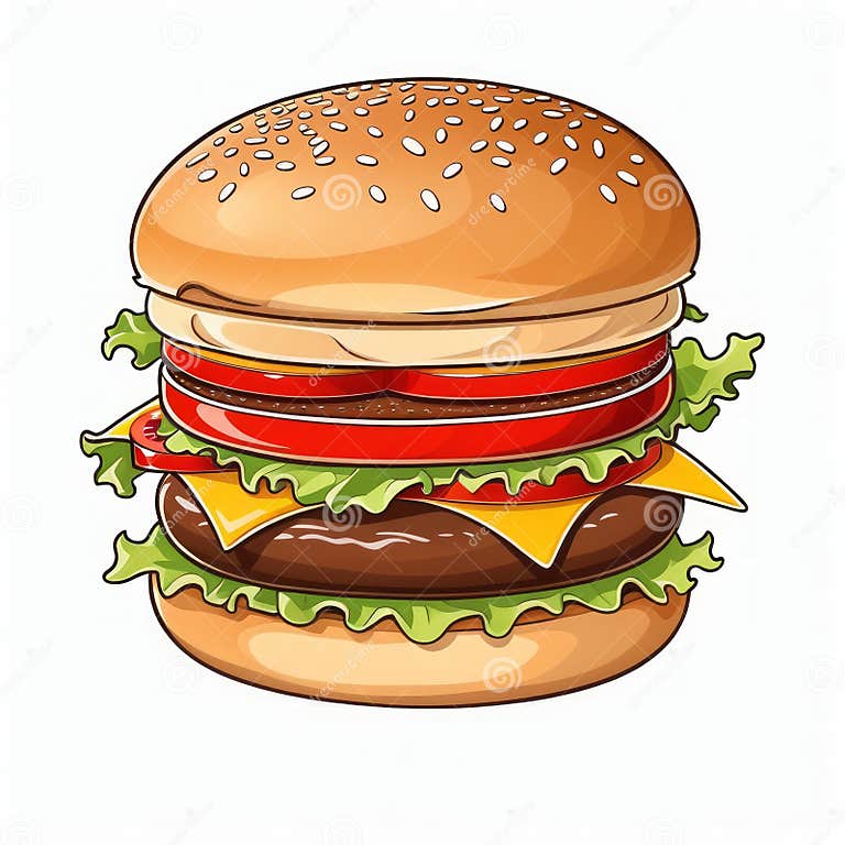 Classic Cartoon Cheeseburger Stock Illustration - Illustration of grill ...