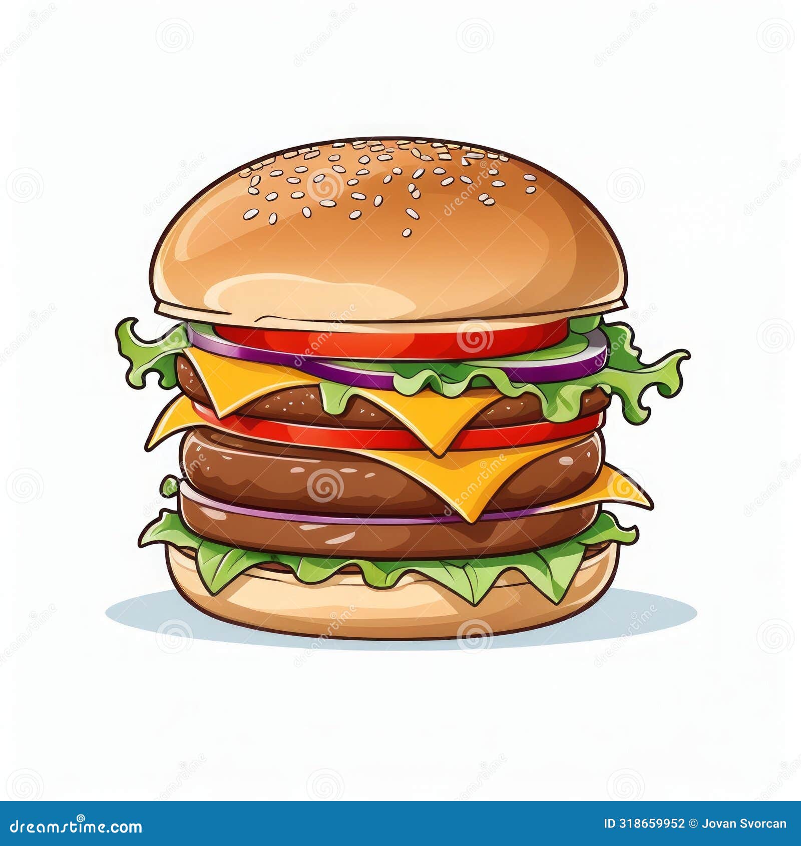 Classic Cartoon Cheeseburger Stock Illustration - Illustration of ...