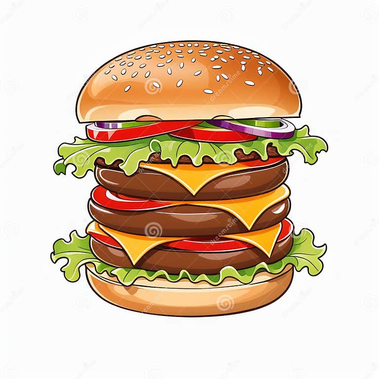 Classic Cartoon Cheeseburger Stock Illustration - Illustration of lunch ...