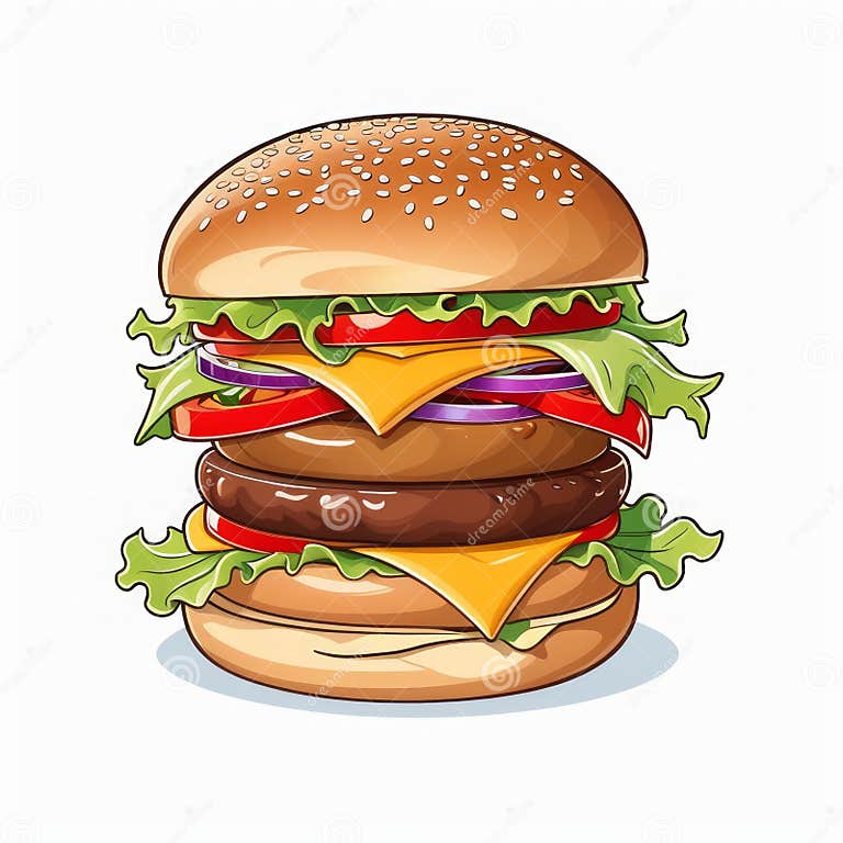 Classic Cartoon Cheeseburger Stock Illustration - Illustration of ...